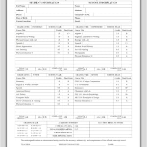 High School Transcript Template Google Docs. Editable High School ...