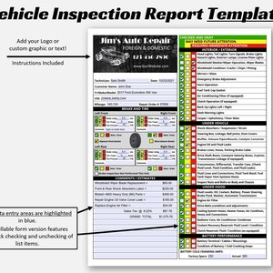 Vehicle Inspection Report, EDITABLE PRINTABLE Used Vehicle Inspection ...