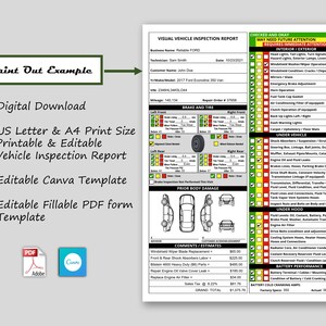 Visual Vehicle Inspection Report Fillable PDF Multi-point - Etsy