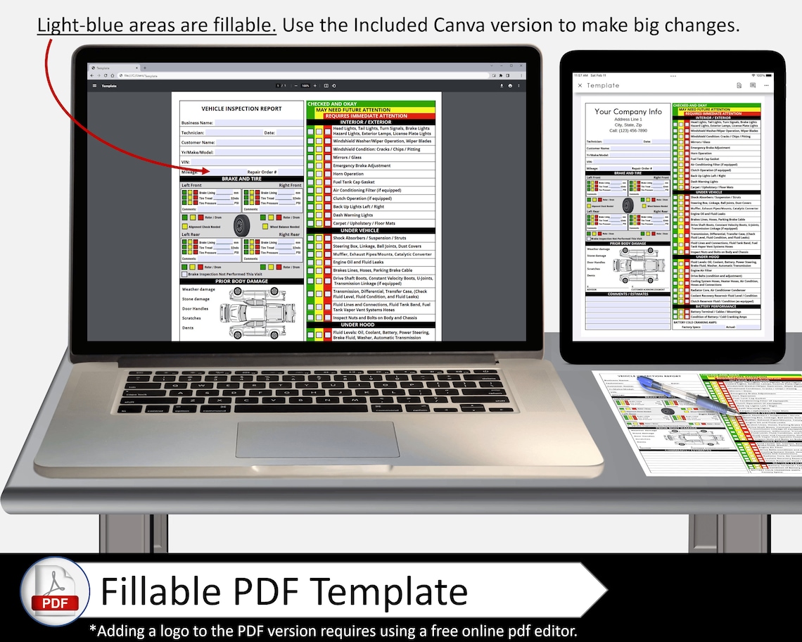 Pickup Truck Inspection Checklist Vehicle Inspection Report - Etsy