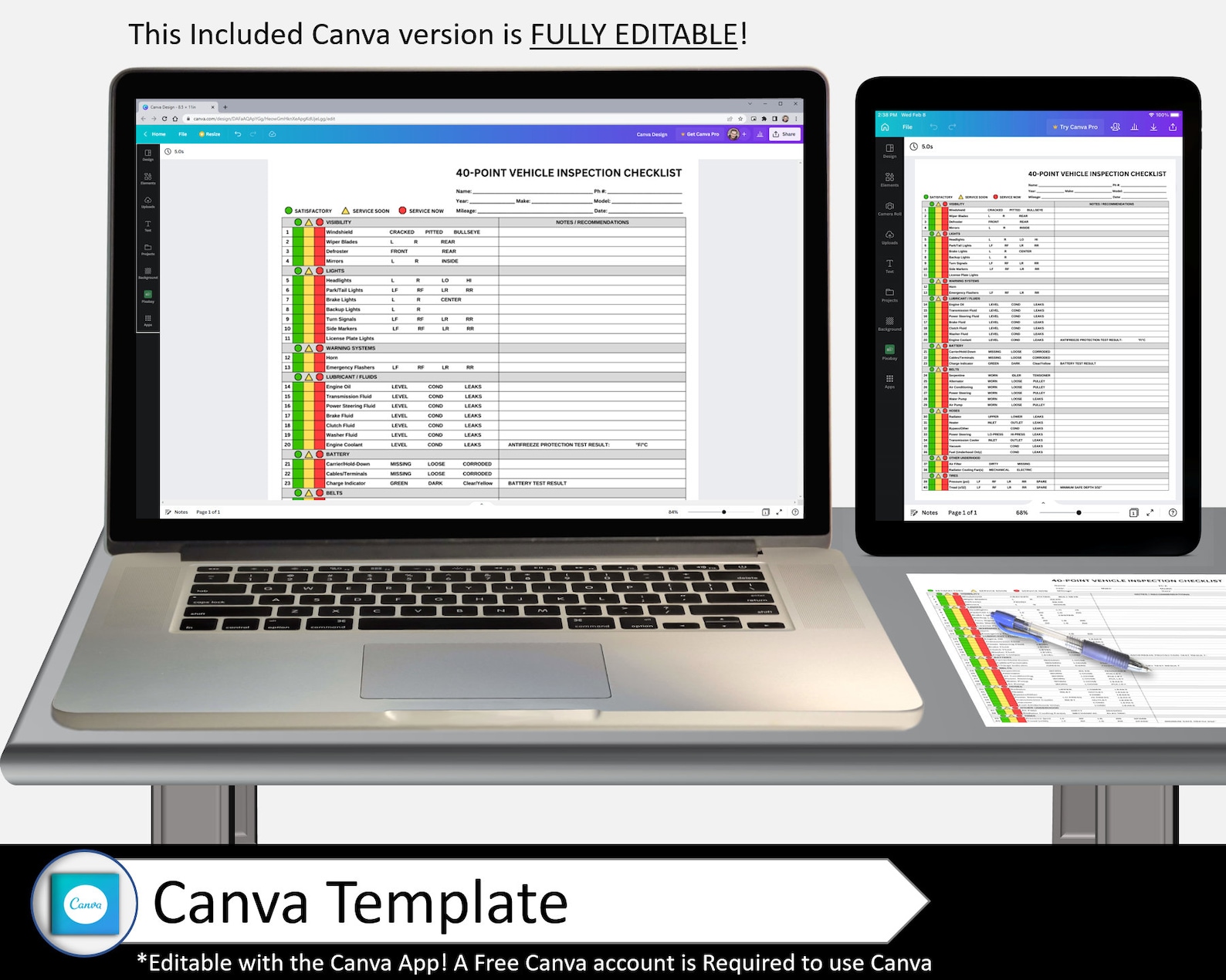 Multi-point Vehicle Inspection, 40 Point Vehicle Inspection Checklist ...