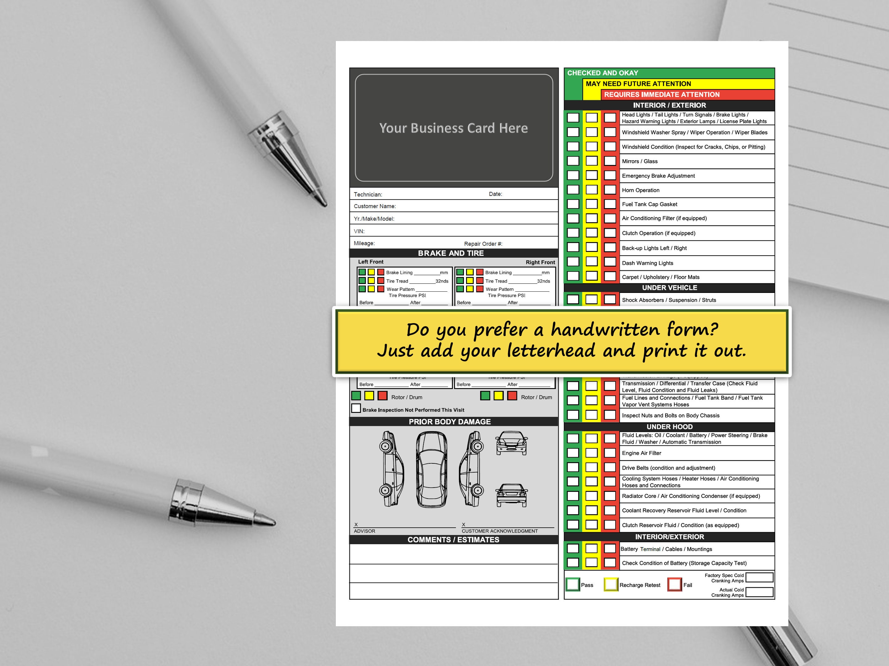 Visual Vehicle Inspection Report Fillable PDF Multi-point - Etsy