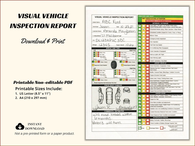 Visual Vehicle Inspection Report | Multi-point Inspection | Vehicle ...