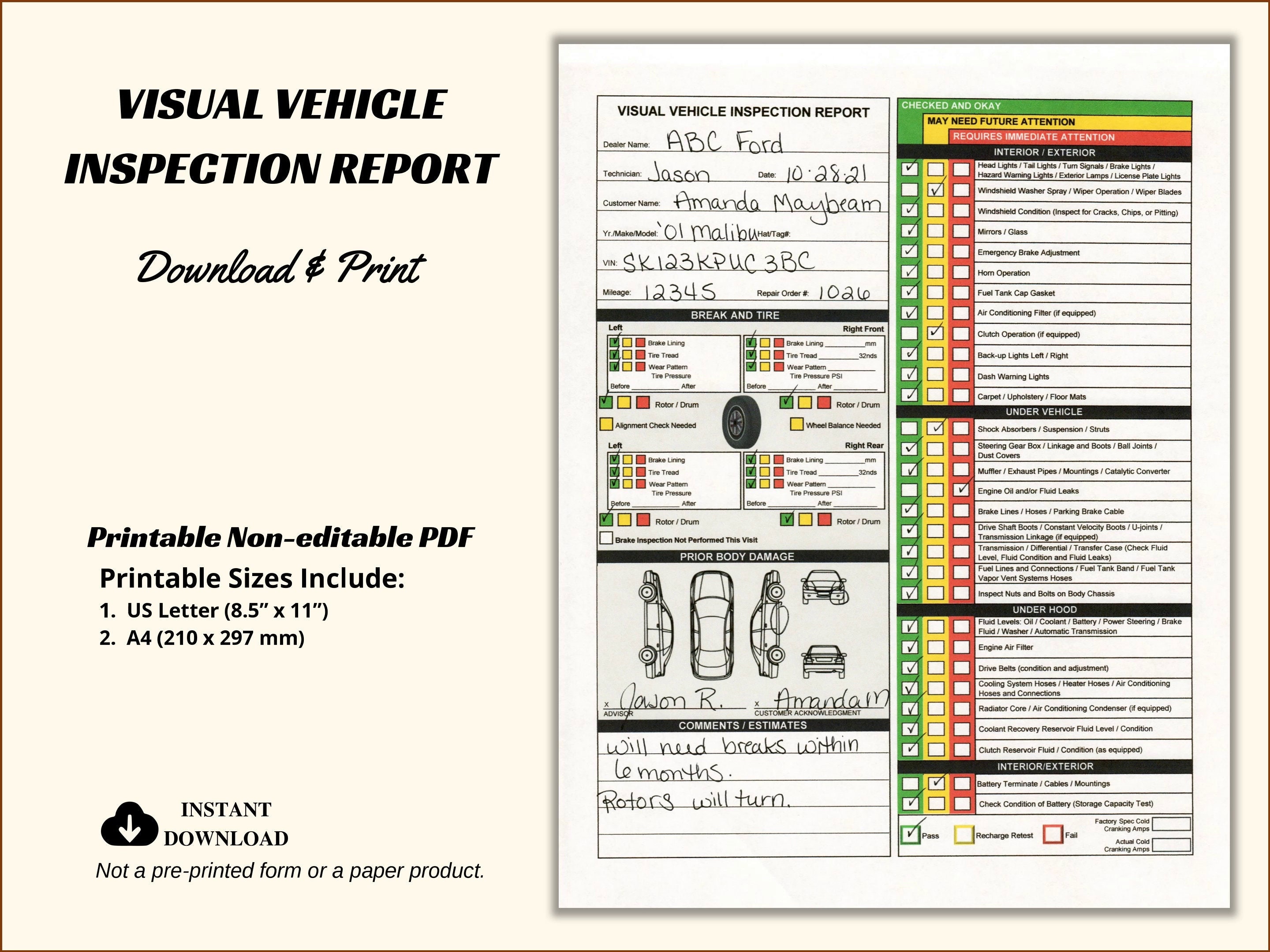 Visual Vehicle Inspection Report | Multi-point Inspection | Vehicle ...