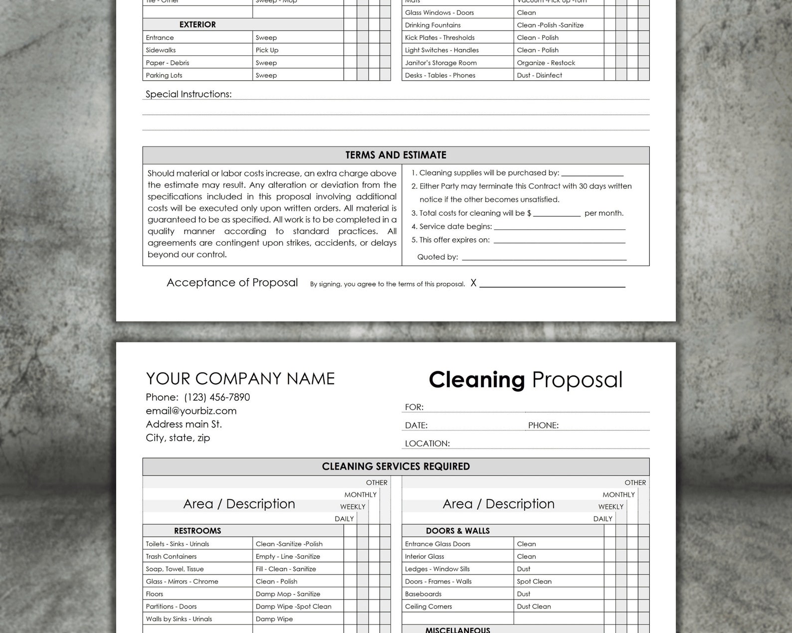 EDITABLE Cleaning Proposal WORD Cleaning Estimate Template - Etsy Australia
