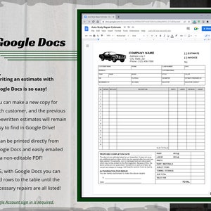 Editable Auto Body Repair Estimate Template, WORD, Google Docs ...