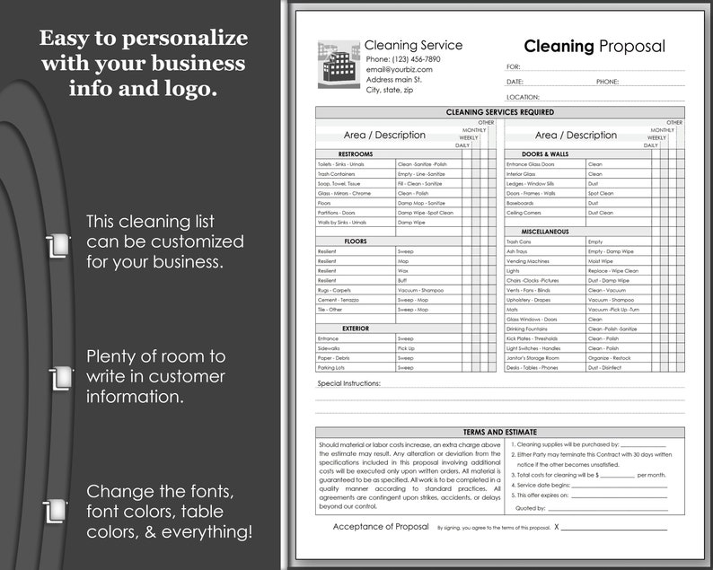 Office Cleaning Proposal Template, Editable Cleaning Service Estimate ...