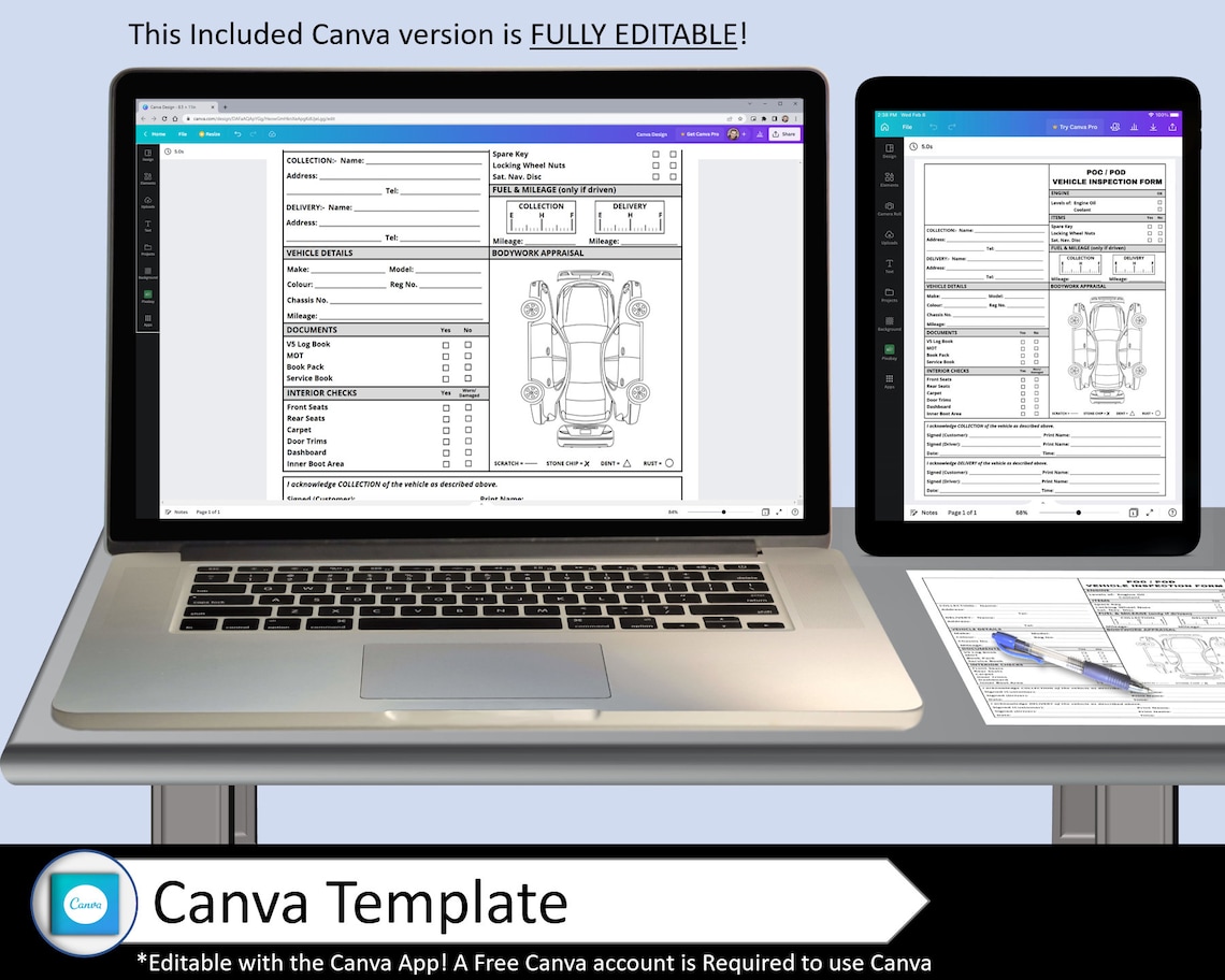 POC & POD Vehicle Inspection Template in a PDF That You Print or a ...