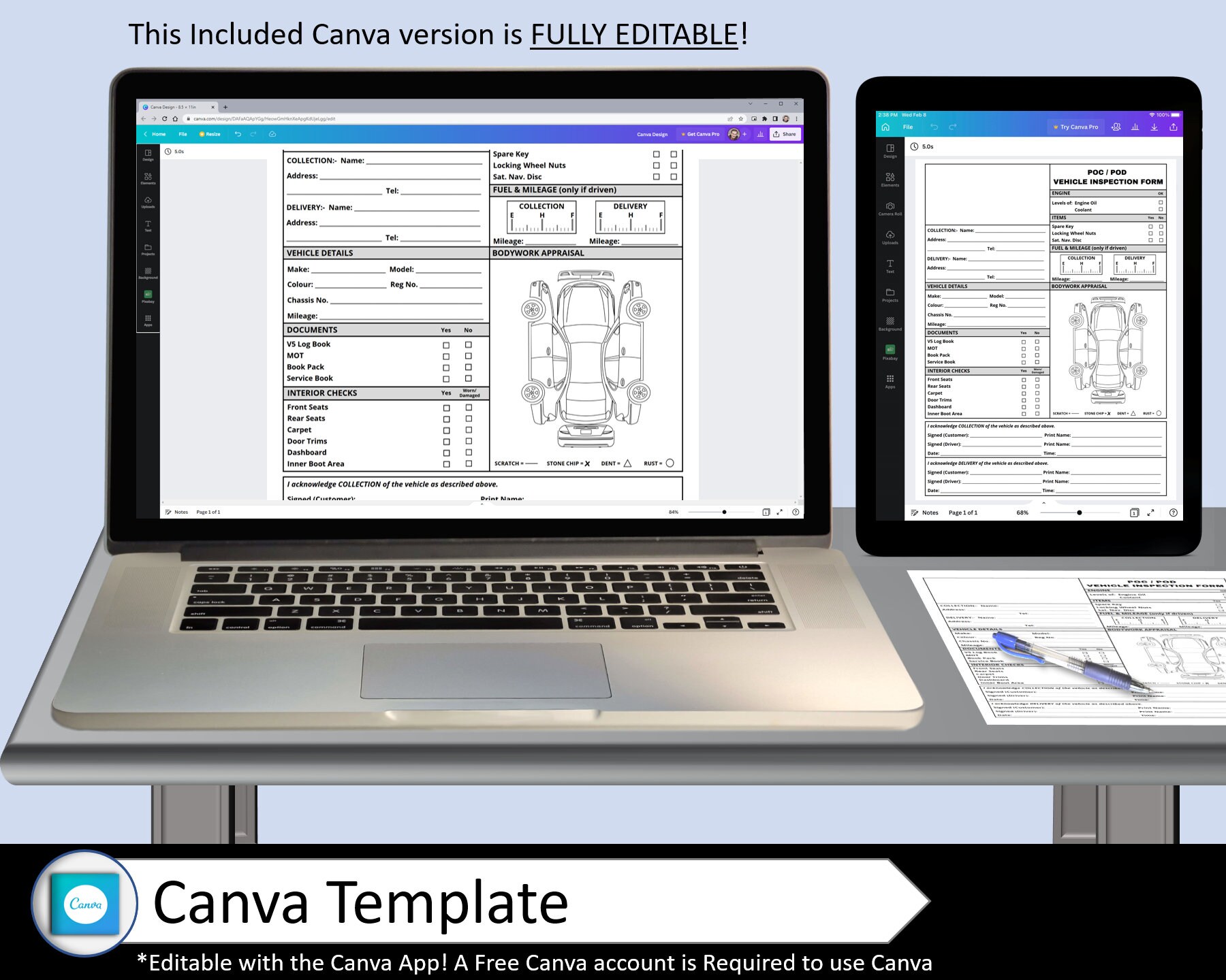 POC & POD Vehicle Inspection Template in a PDF That You Print or a ...