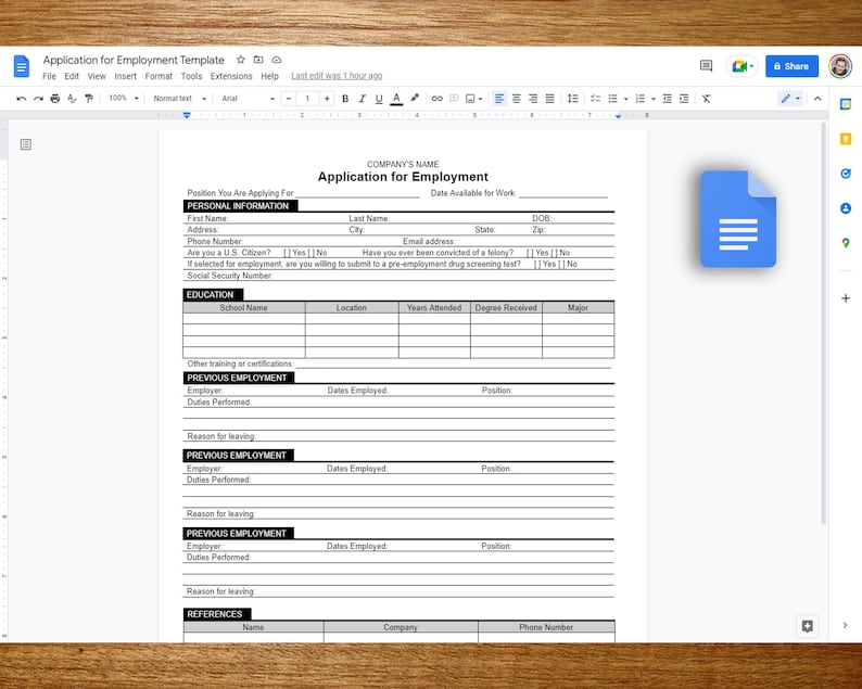 Application for Employment Pdf Printable, Application for Employment ...
