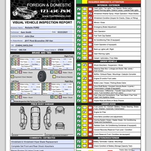 Visual Vehicle Inspection Report Fillable PDF Multi-point - Etsy