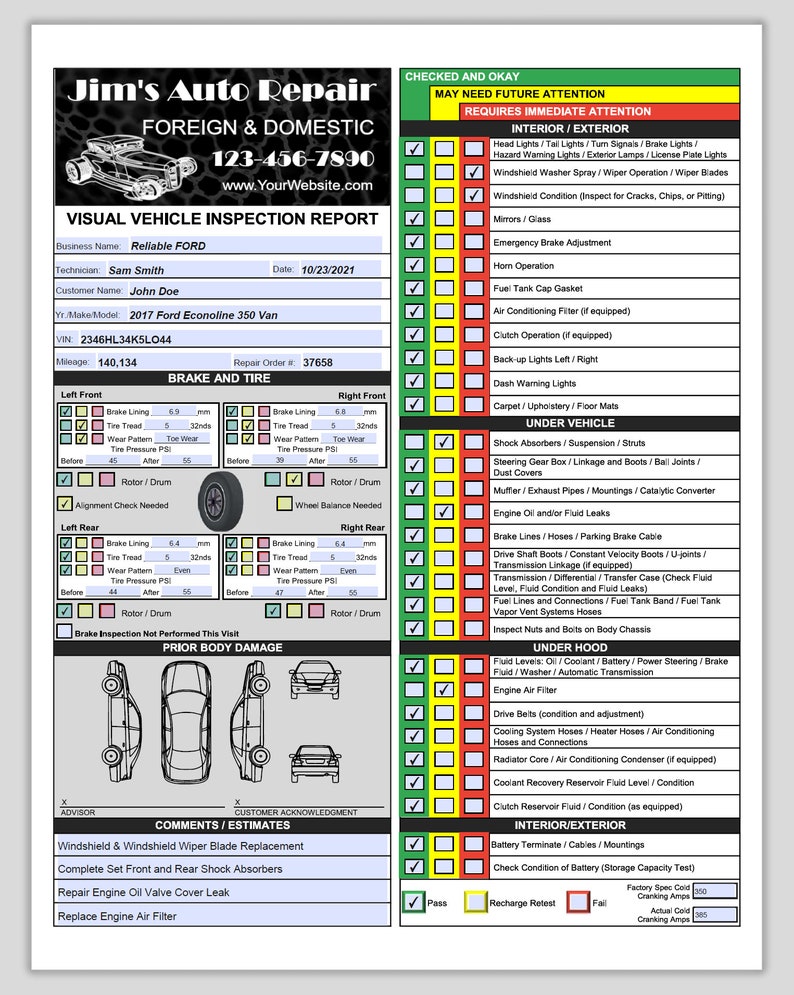Visual Vehicle Inspection Report Fillable PDF Multi-point - Etsy Visual Vehicle Inspection Report Fillable PDF Multi-point - Etsy