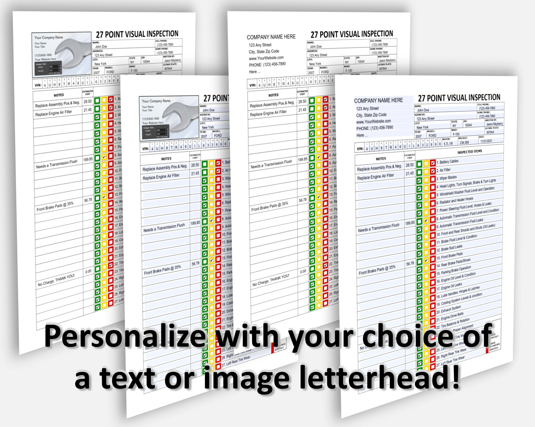 27 Point Visual Vehicle Inspection Form | Fillable PDF Multi-point ...