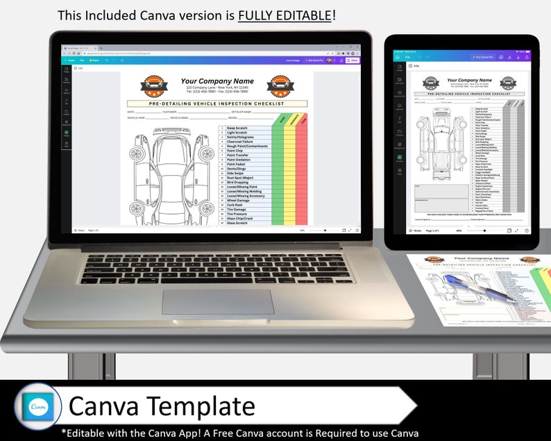 Car Detailing Template, Auto Detailing Template, Pre-detailing Vehicle ...