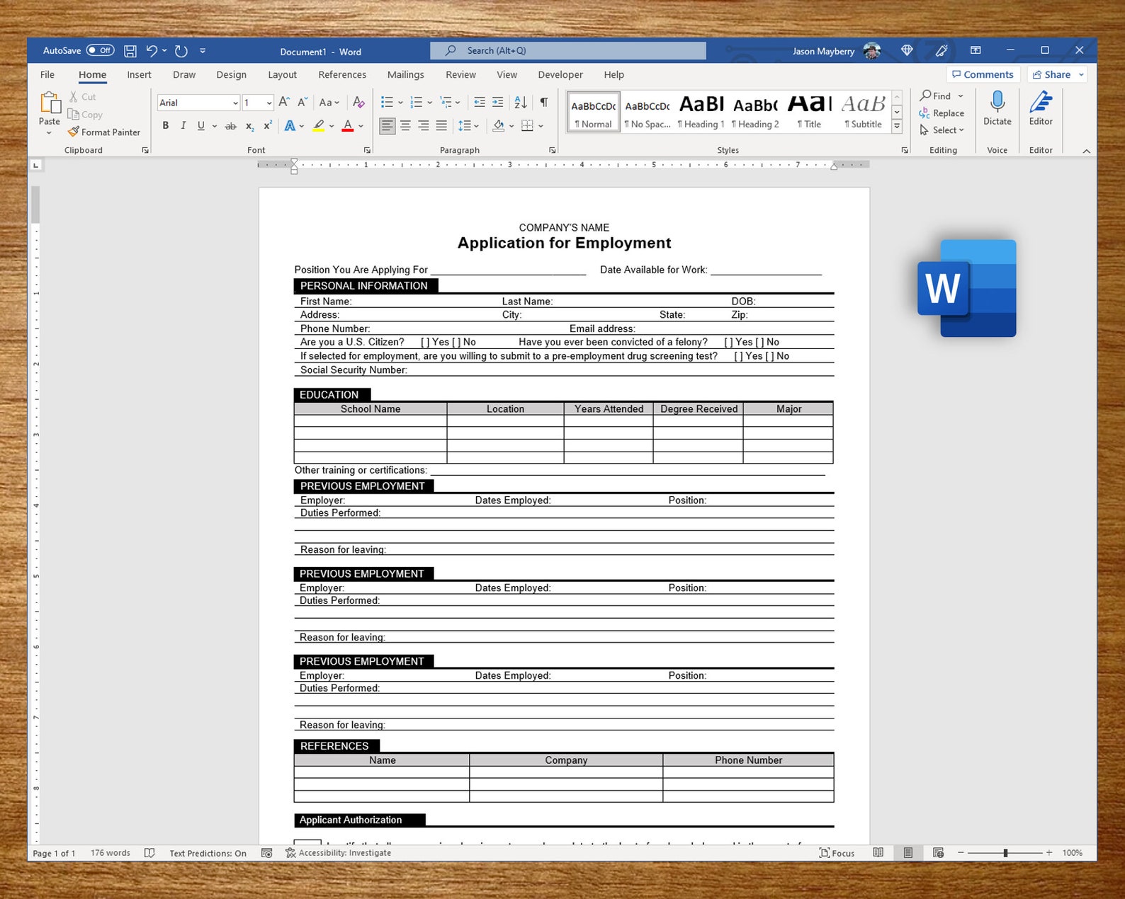 Application for Employment Pdf Printable Application for - Etsy