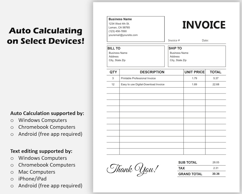 Auto-calculate Form Fields as You Fill Them In, Printable Invoice ... Auto-calculate Form Fields as You Fill Them In, Printable Invoice ...