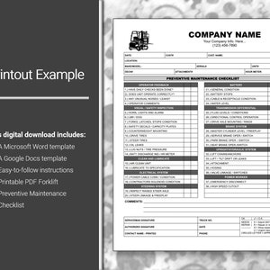 Electric Forklift Preventive Maintenance Checklist, Printable Forklift ...