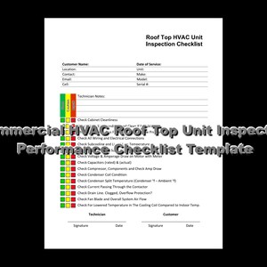 Commercial HVAC Roof Top Unit Inspection Performance Checklist | Etsy