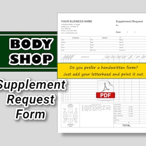 Auto Body Supplement Request Form 2 Page, Body Shop Insurance ...