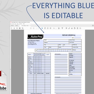 Auto Repair Order or Bill, Ticket, Invoice, Estimate and Auto Repair ...