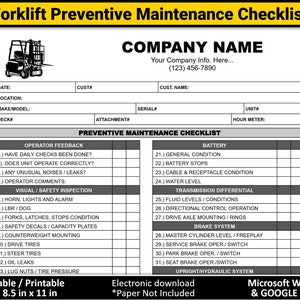 Electric Forklift Preventive Maintenance Checklist, Printable Forklift ...