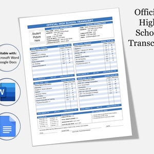 Fillable Printable High School Transcript Template, Homeschool ...
