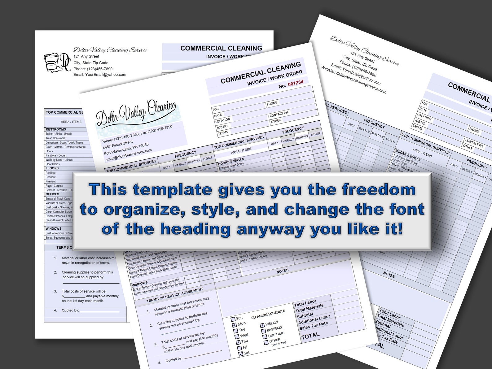 Commercial Cleaning Business Invoice for Office Cleaning - Etsy