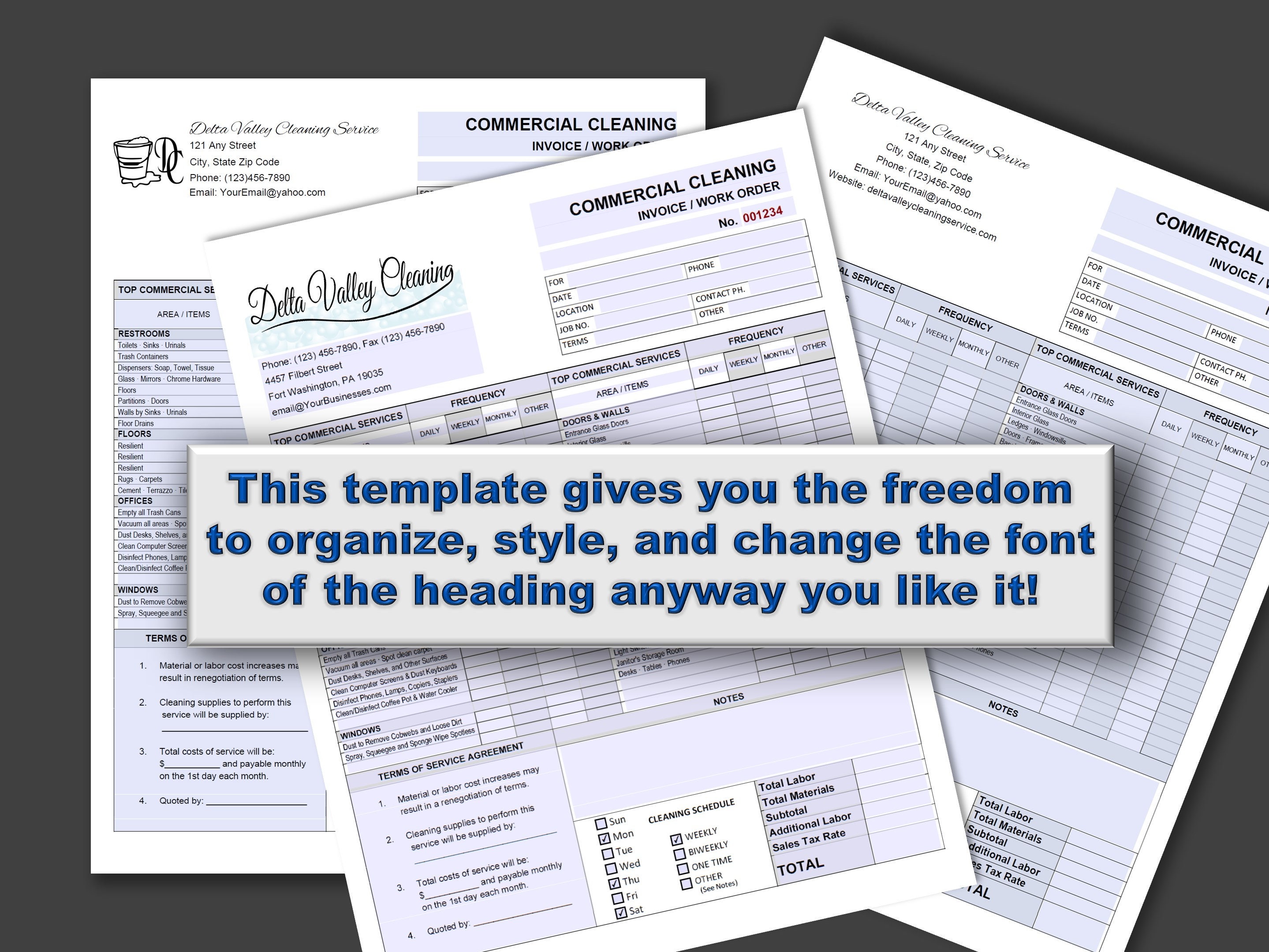 Commercial Cleaning Business Invoice for Office Cleaning - Etsy