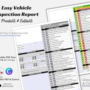 PDF Printable Vehicle Inspection Report, CANVA Template Editable Car or ...
