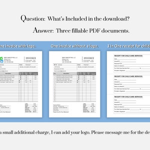 Childcare Invoice & Receipts, Babysitting (nanny) Service Invoice ...