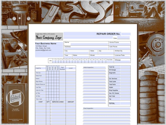 Auto Repair Order or Bill Ticket Invoice Estimate and Auto - Etsy