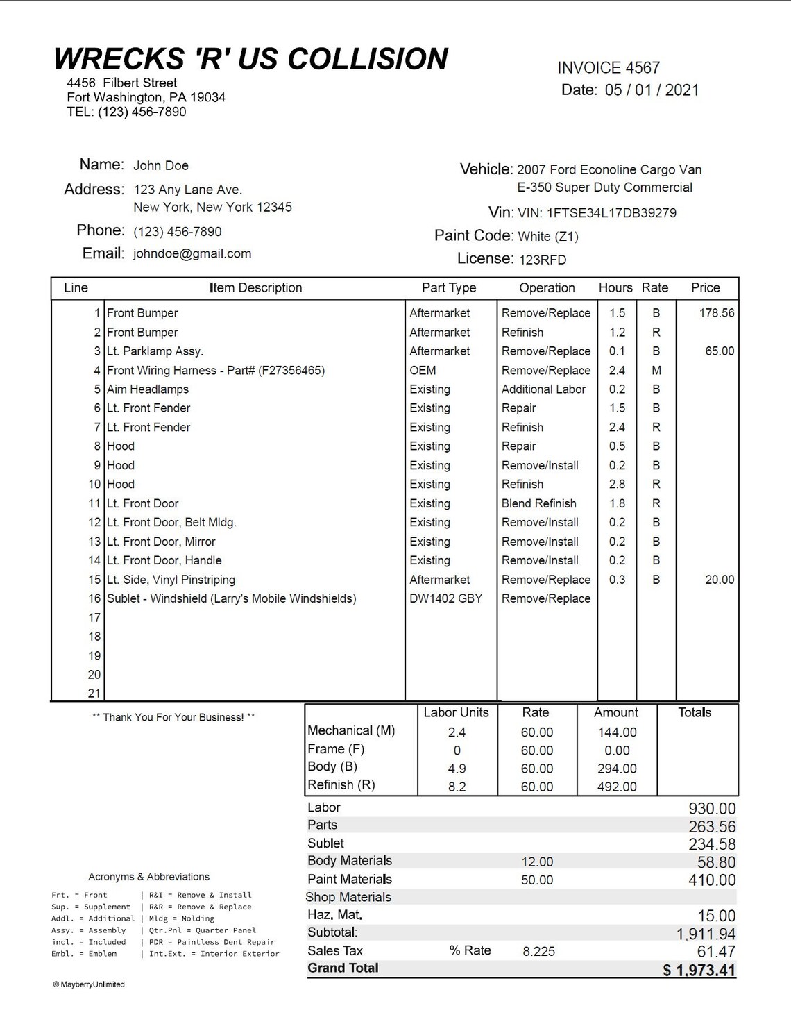 auto-body-and-collision-repair-estimating-invoice-software-etsy