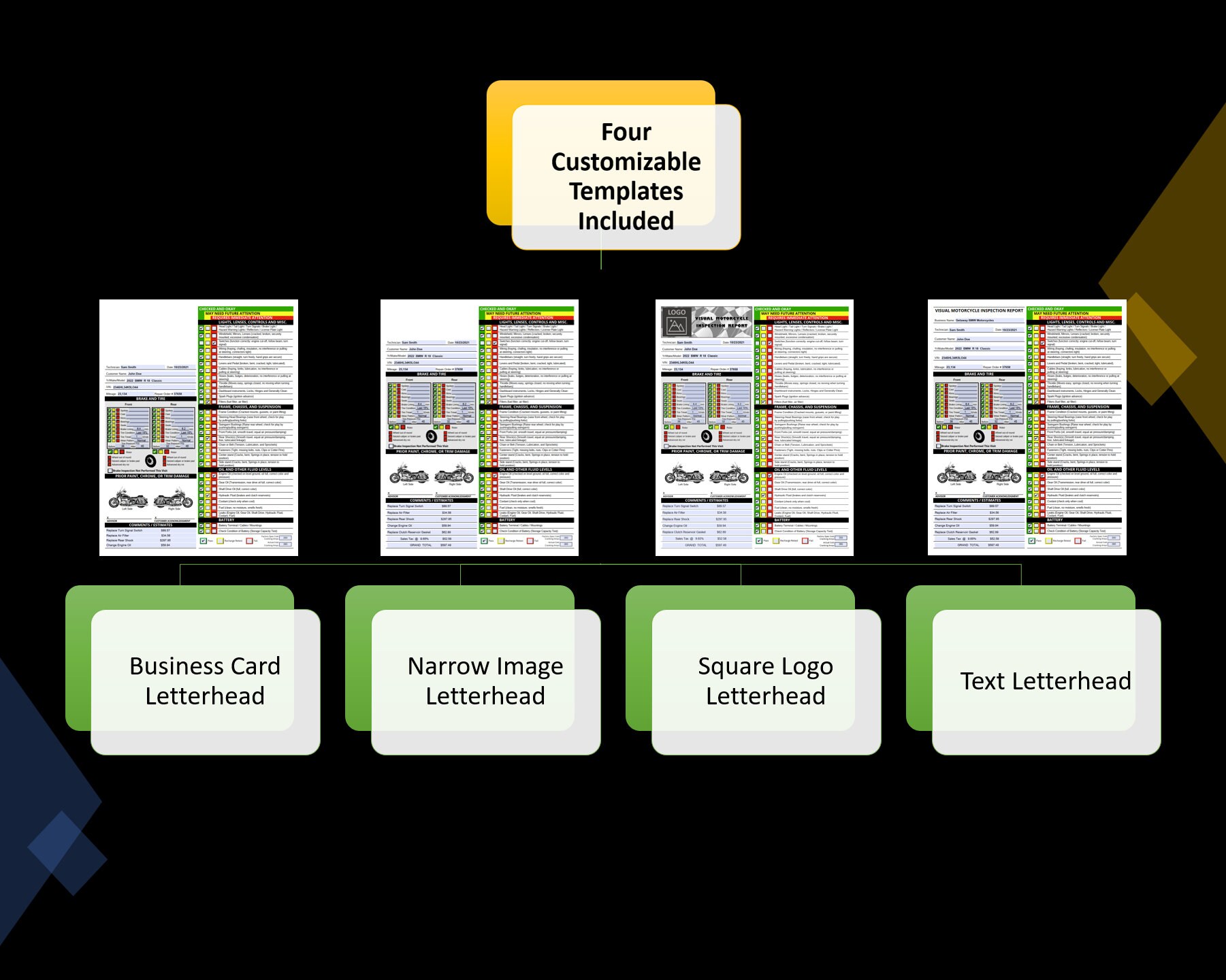 Visual Motorcycle Inspection Report Fillable PDF Multi-point Motorcycle ...