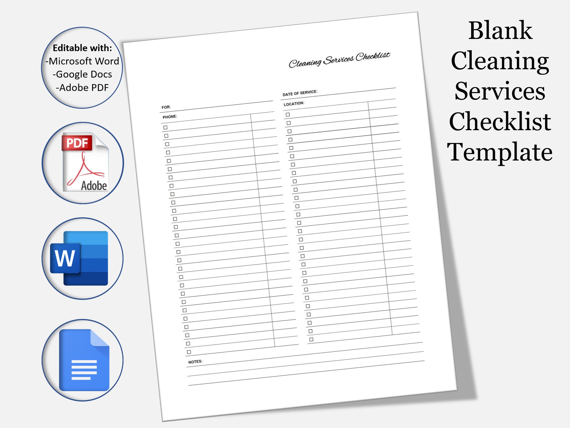 Cleaning Services Checklist blank Cleaning List, Professional Cleaning ...