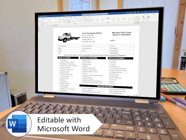 Tow Truck Checklist for Drivers, Wrecker Towing Equipment Checklist ...