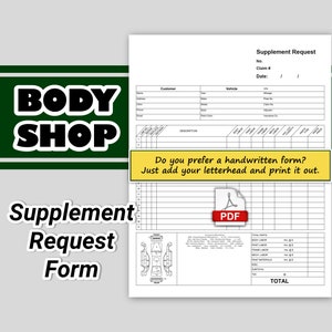 Auto Body Supplement Request Form 2 Page, Body Shop Insurance ...