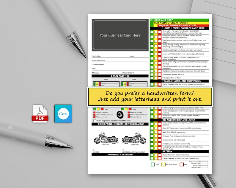 Visual Motorcycle Inspection Report | Fillable PDF Multi-point ...