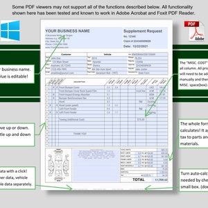 Auto Body Supplement Request Form 2 Page, Body Shop Insurance ...