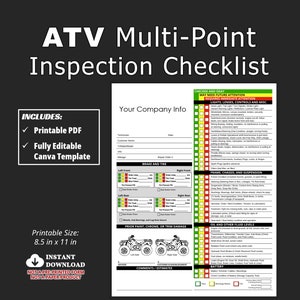 ATV Multi-point Inspection Checklist, Pre-purchase / Preventive ...