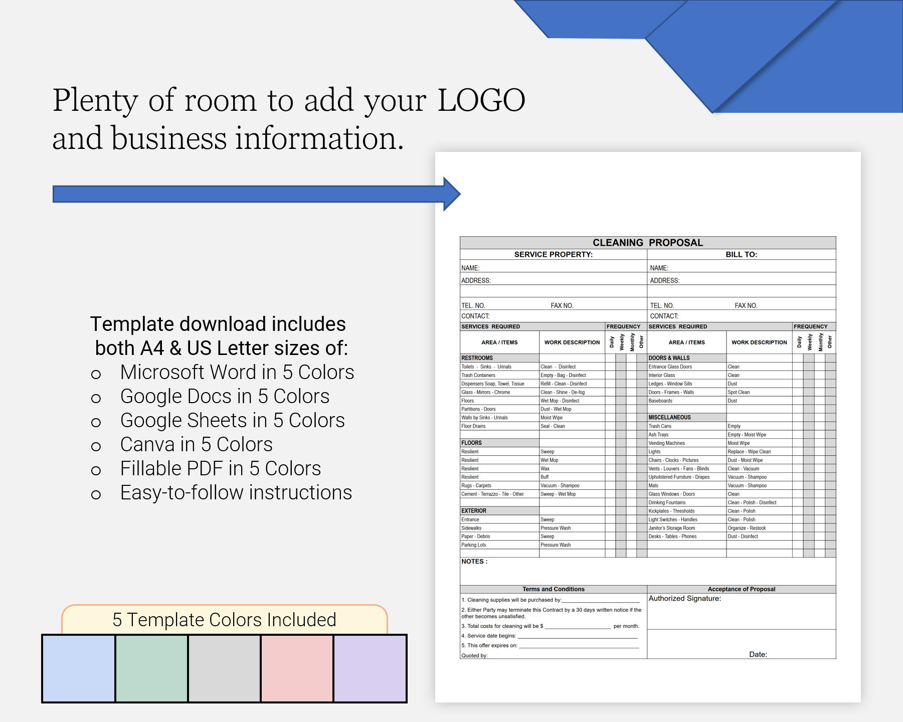 Cleaning Proposal Form (in 2 Sizes, A4 & US Letter), Really ...