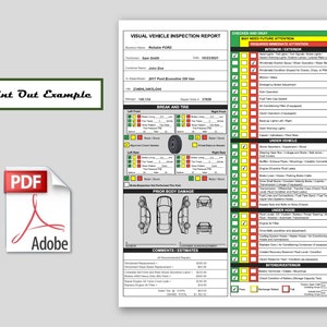 Visual Vehicle Inspection Report Fillable PDF Multi-point - Etsy