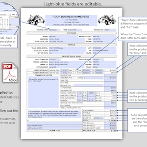 Towing Invoice Template, Auto-calculated PDF Towing Invoice Form ...
