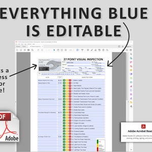 27 Point Visual Vehicle Inspection Form Fillable PDF - Etsy