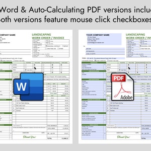 Landscaping Invoice or Work Order, Printable, Editable Invoice or ...