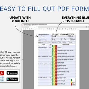 27 Point Visual Vehicle Inspection Form | Fillable PDF Multi-point ...