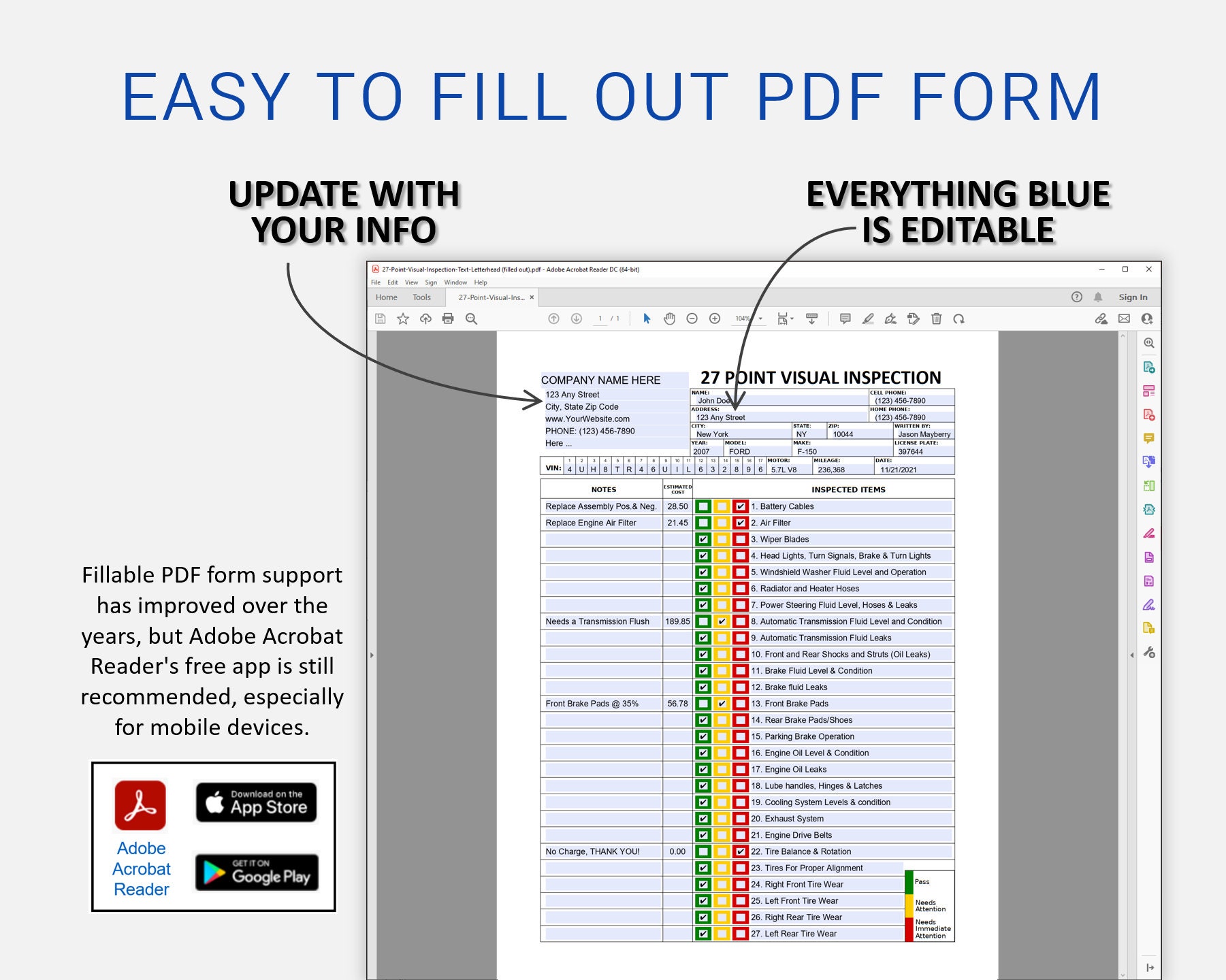 27 Point Visual Vehicle Inspection Form Fillable PDF Multi-point ... 27 Point Visual Vehicle Inspection Form Fillable PDF Multi-point ...