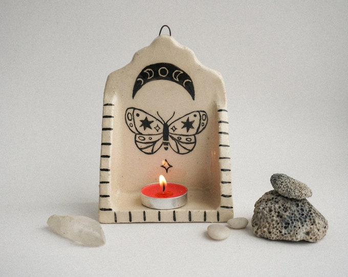 Ceramic Altar Shelf, Witch Altar With Moon Butterfly, Ceramic Wall ...