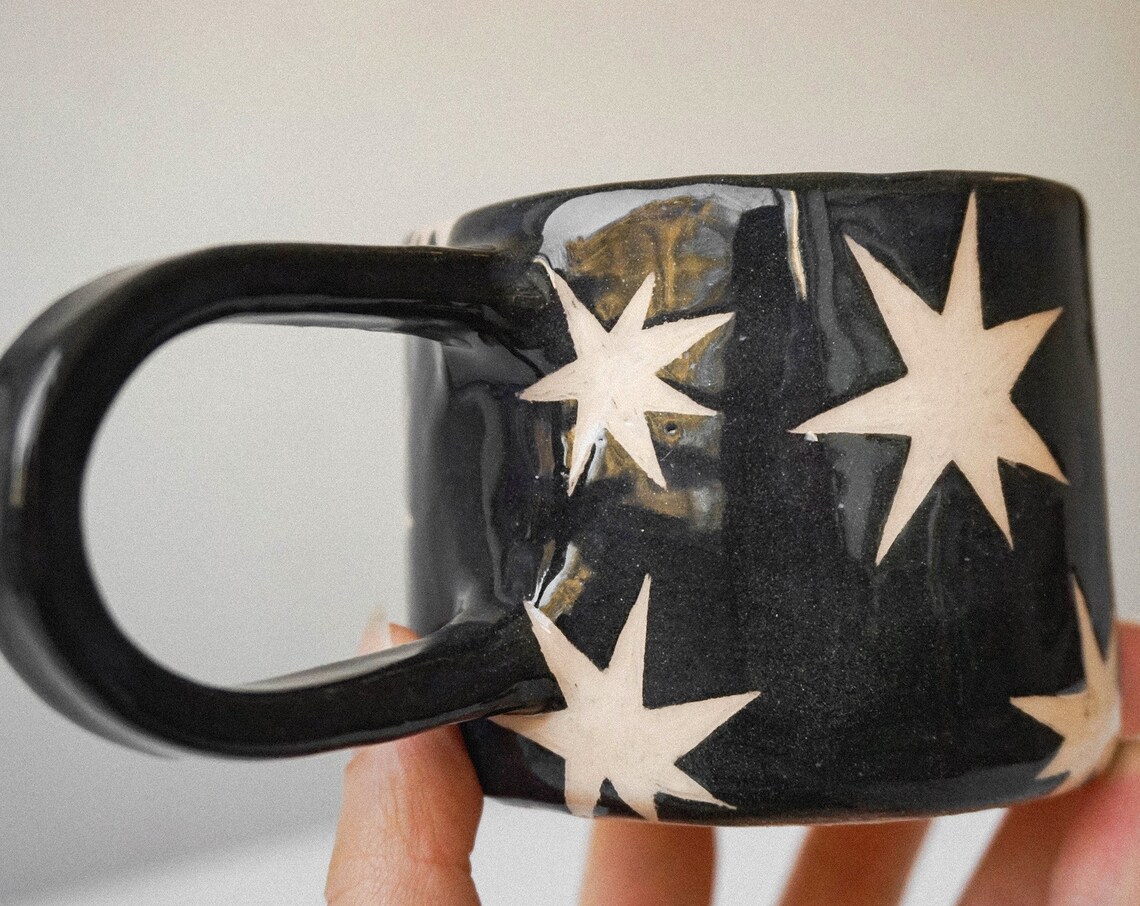 Cute Sgraffito Stars Mug Handmade Aesthetic Mug Witchy Mug | Etsy