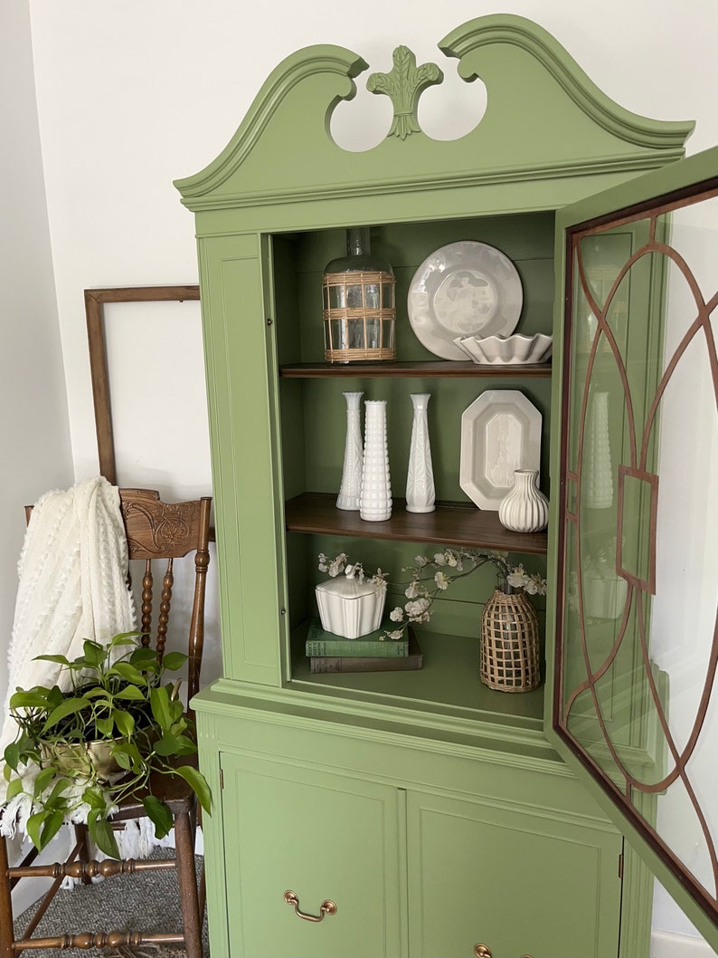 Green Curio Cabinet Hutch **SOLD** Please Do Not Purchase - Etsy