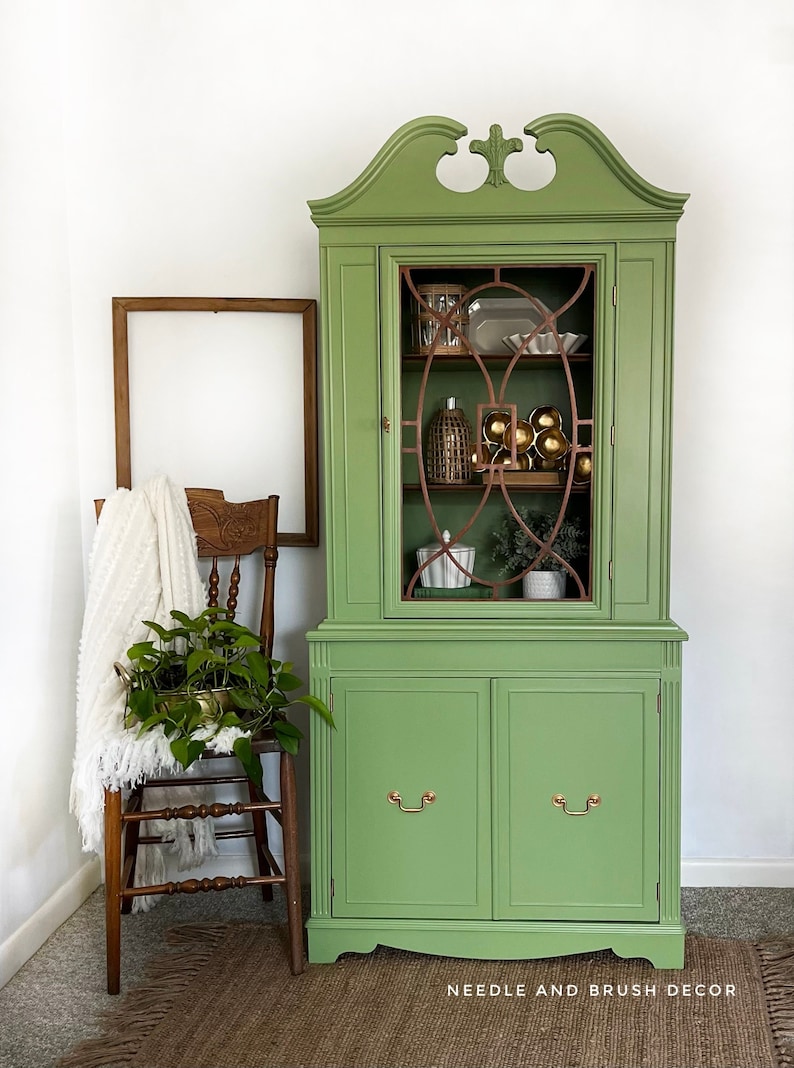 Green Curio Cabinet Hutch **SOLD** Please Do Not Purchase - Etsy